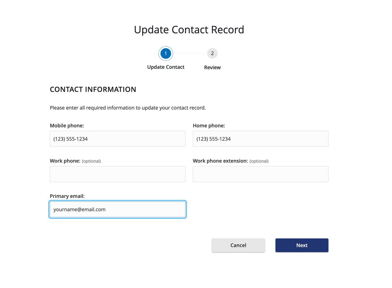 How do I update my email, phone, or address?