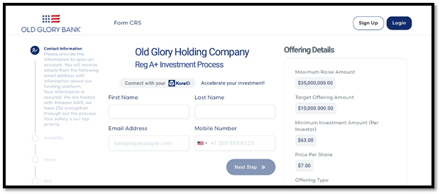 How do I invest in the Old Glory Bank mini-IPO?